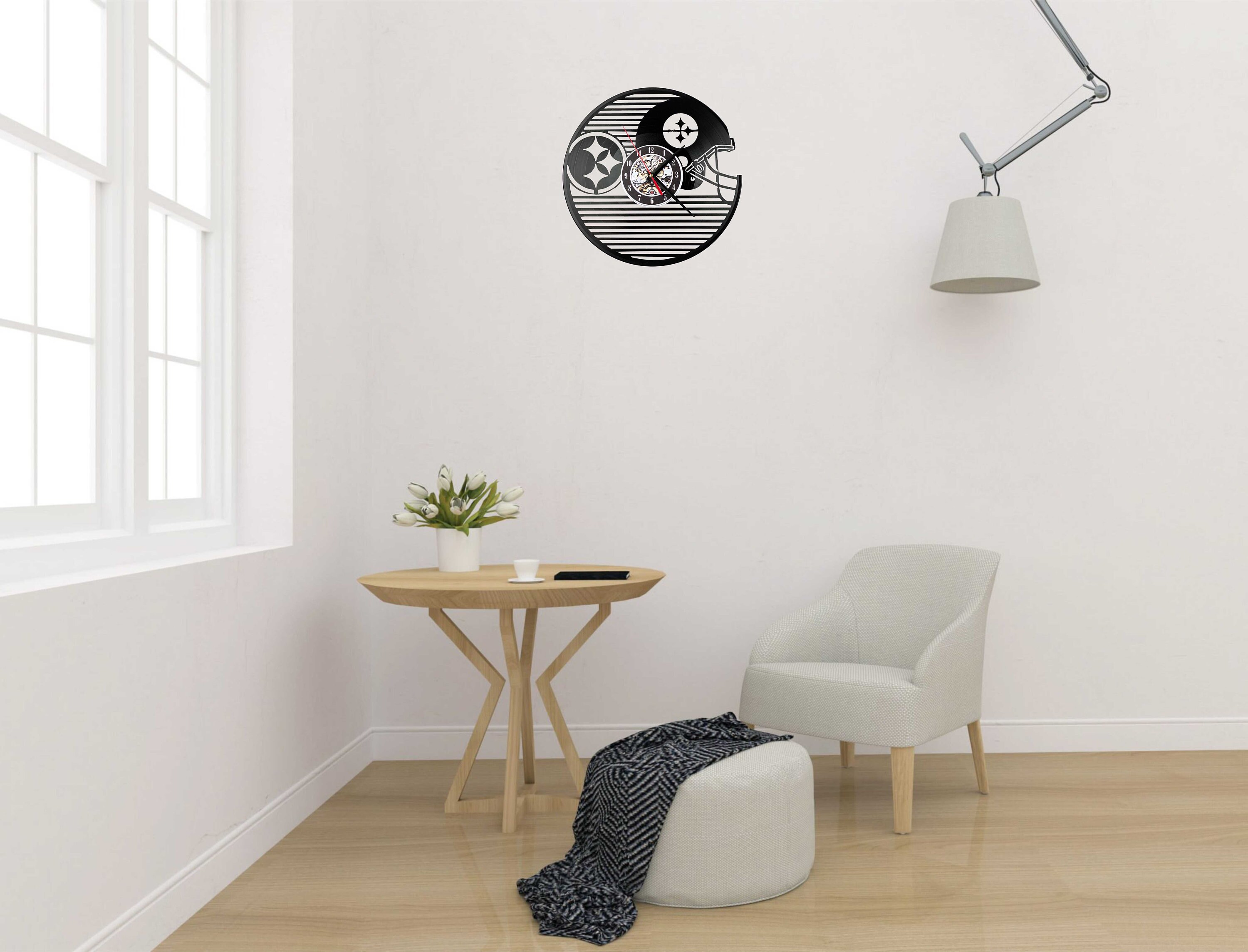 Steelers Wall Decor Vinyl Record Clock Man Cave Wall Clock Teenager Boy ...