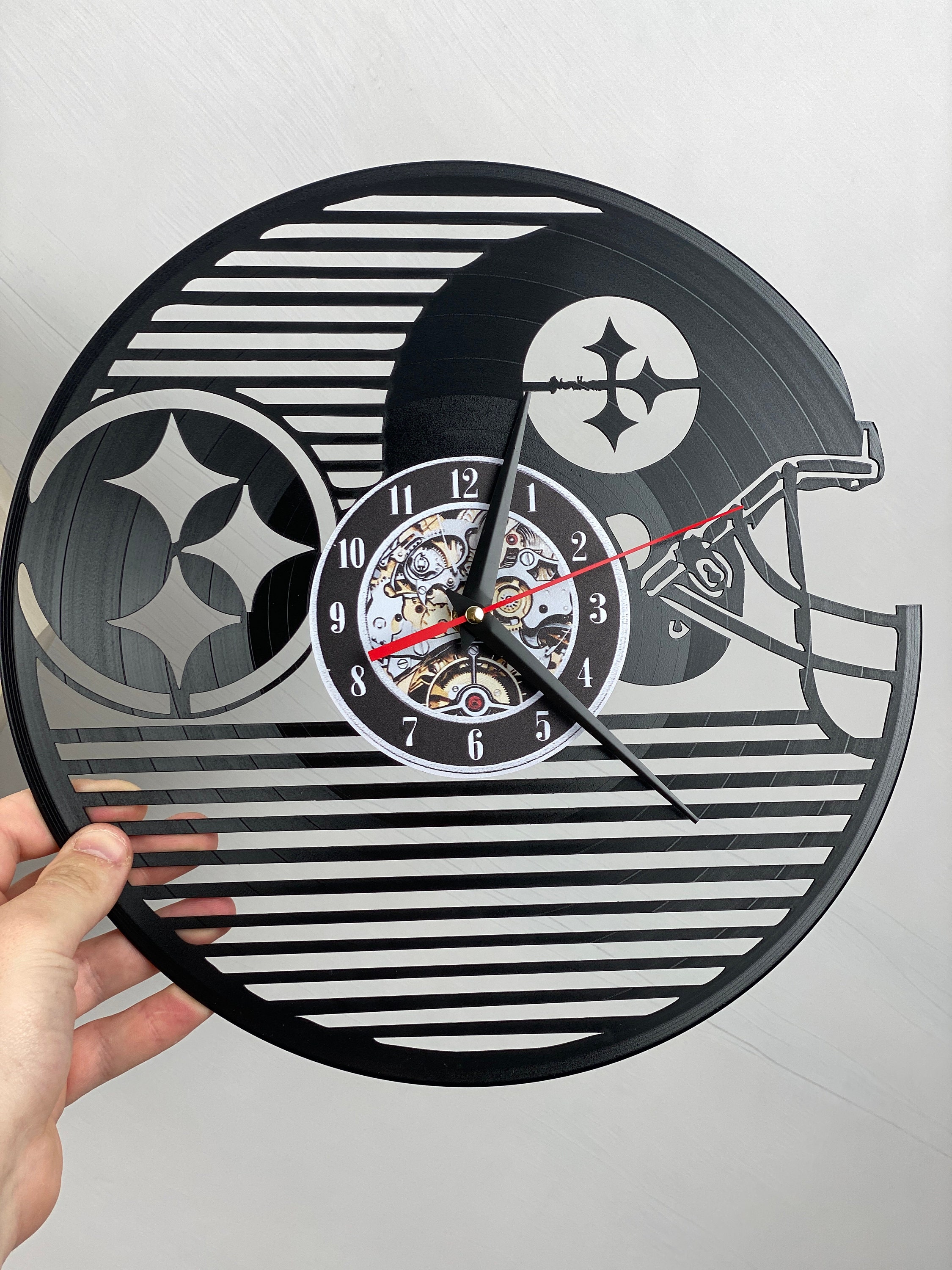 Steelers Wall Decor Vinyl Record Clock Man Cave Wall Clock Teenager Boy ...