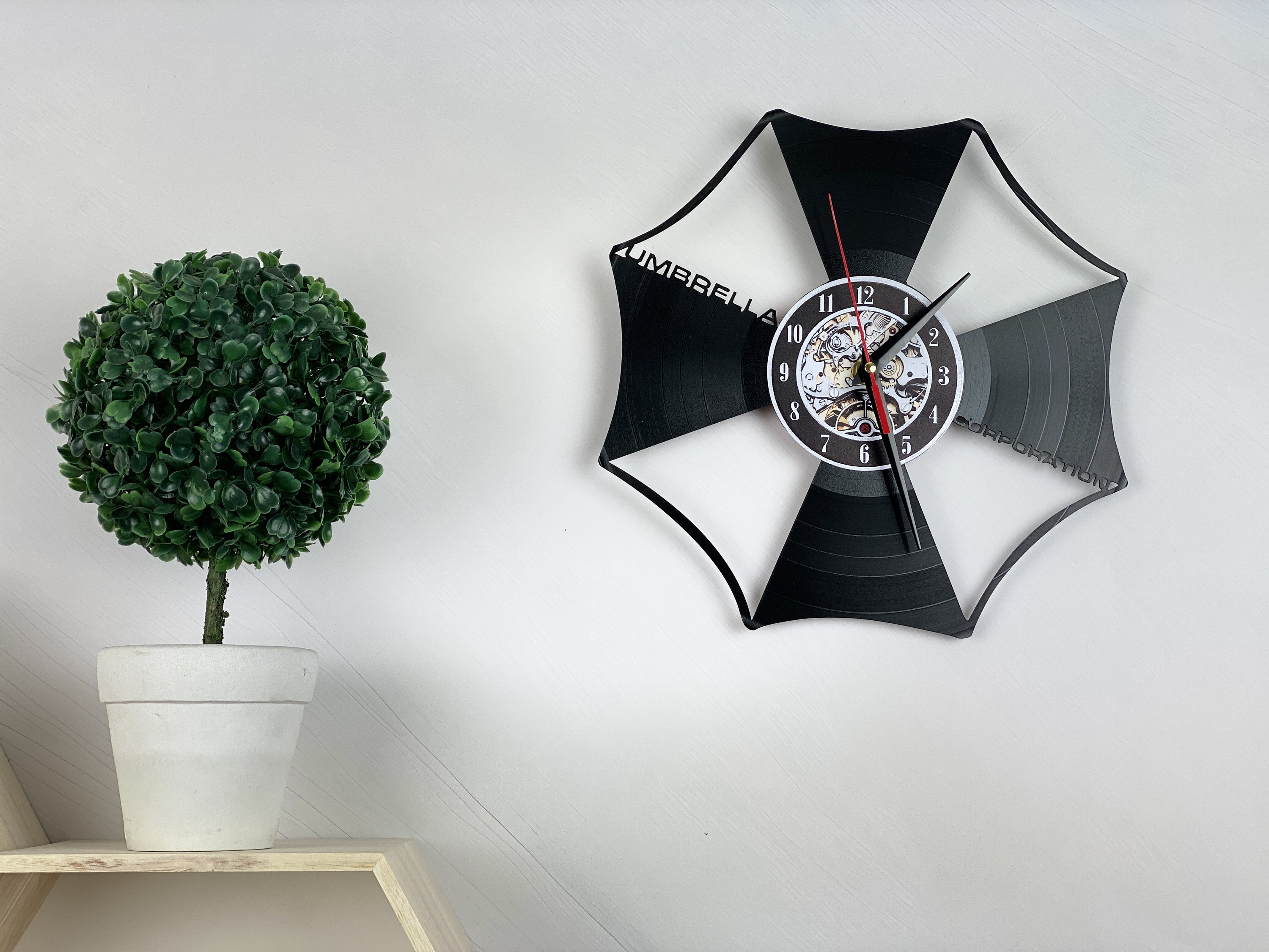 Nerd Room Decor Video Game Theme Vinyl Record Wall Clock Umbrella Corp ...