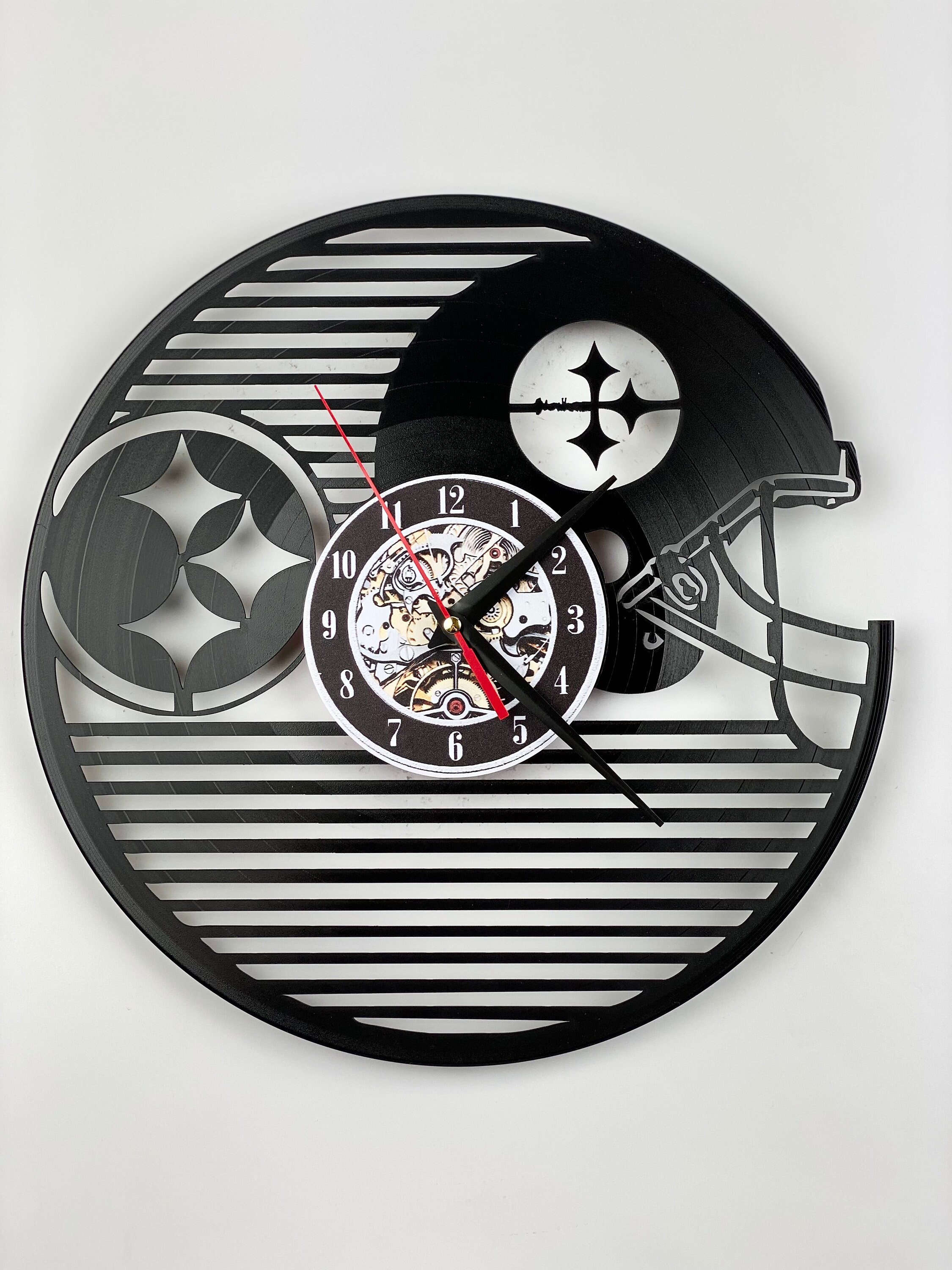 Steelers Wall Decor Vinyl Record Clock Man Cave Wall Clock Teenager Boy ...