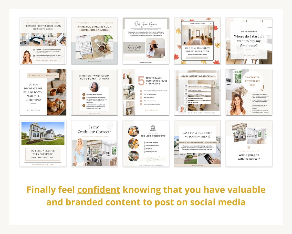 September Real Estate Captions & 30 Matching Real Estate Canva - Etsy