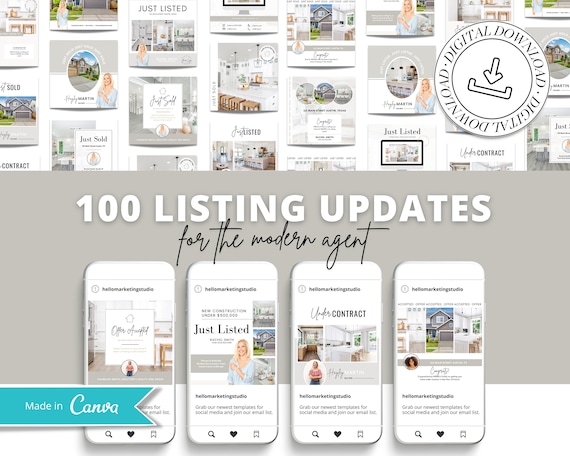 100 Real Estate Social Media Listing Update Posts Real | Etsy