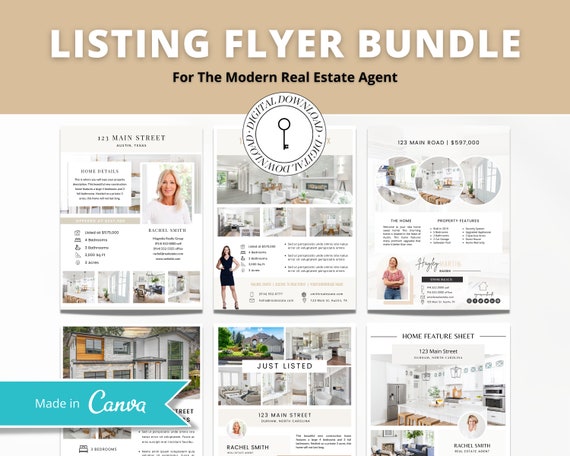 6 Listing Flyer Bundle Open House Real Estate Listing - Etsy