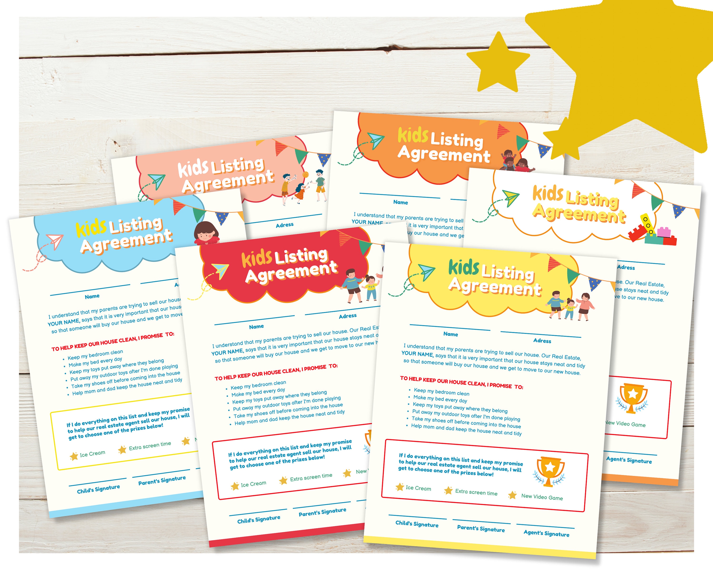 Real Estate Kids Listing Agreement | Real Estate Marketing Canva ...