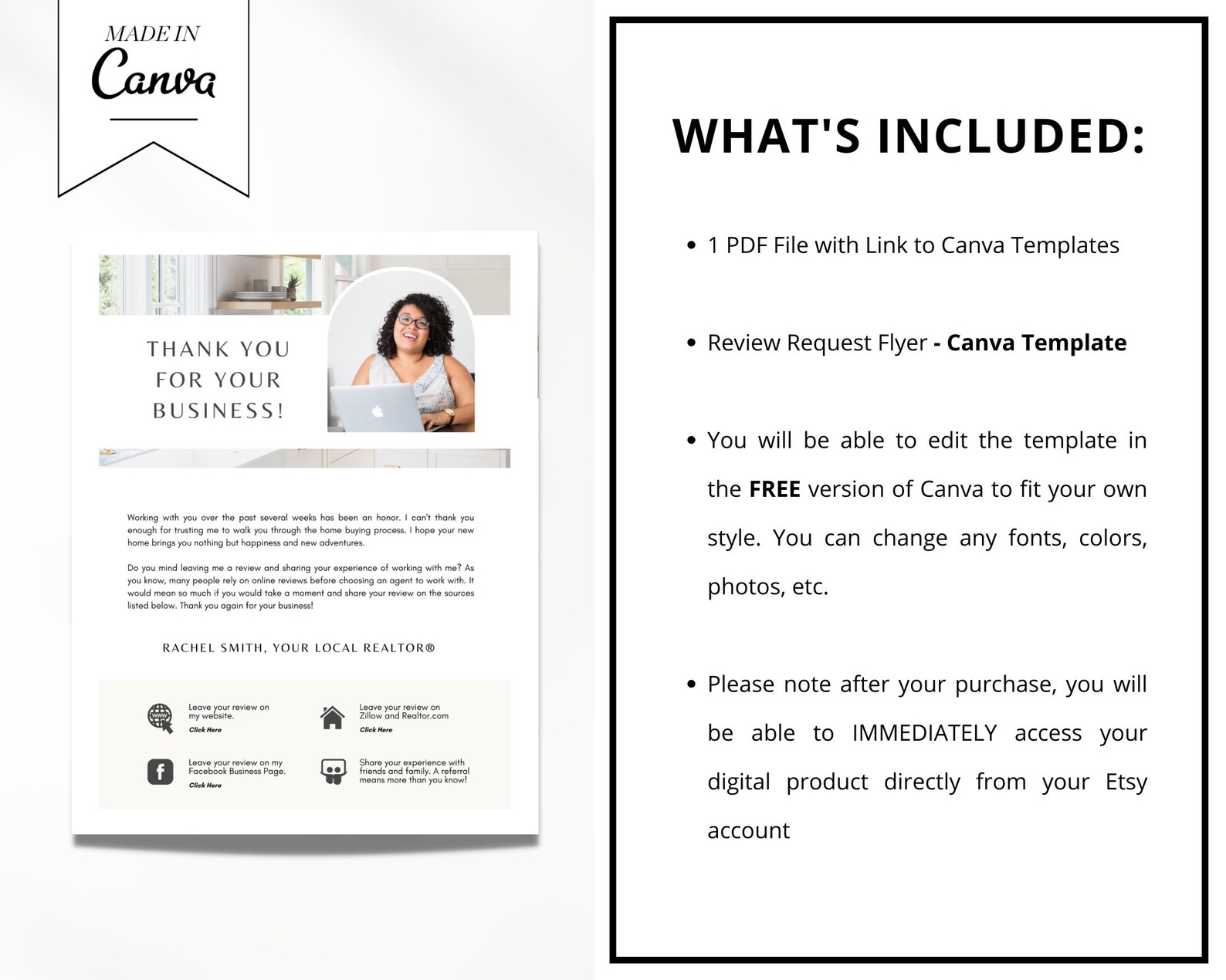 Client Review Request Flyer Real Estate Agent Marketing - Etsy