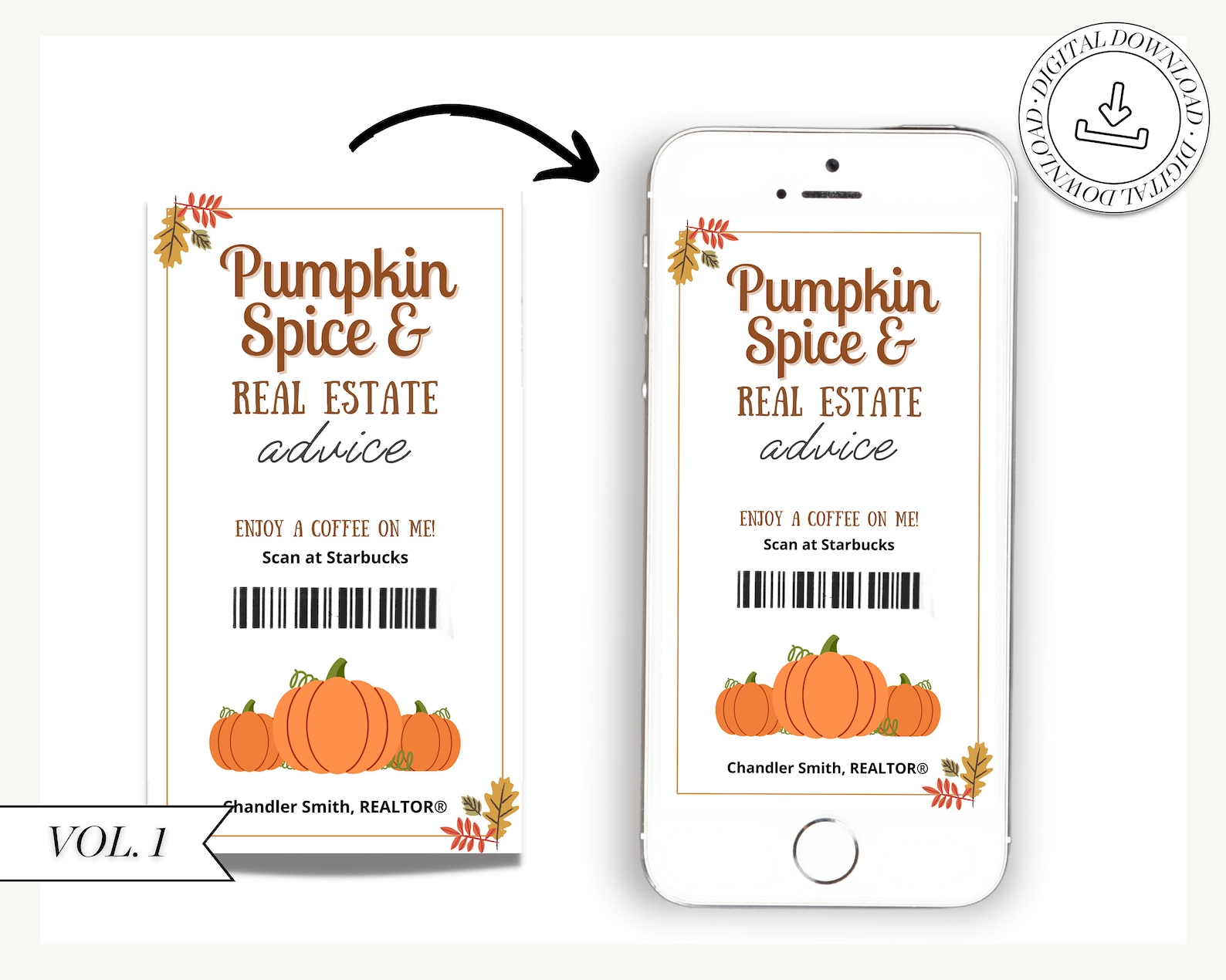 Fall Digital Coffee Gift Card | Textable Pumpkin Spice & Real Estate ...