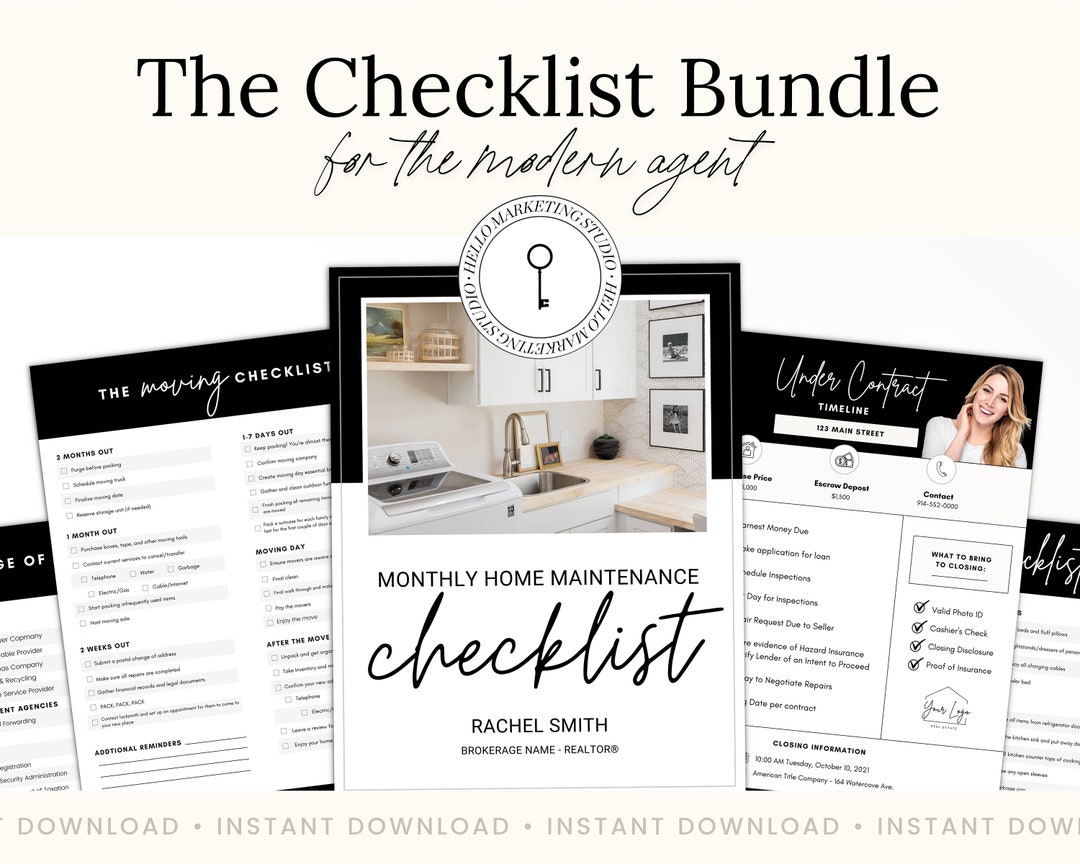 Real Estate Agent Checklist Bundle | Real Estate Marketing | Change of ...
