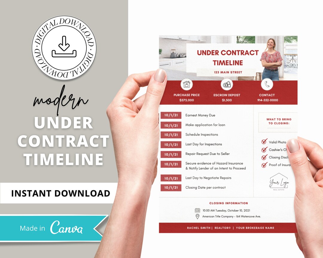 Under Contract Checklist for Real Estate | Real Estate Template | Real ...