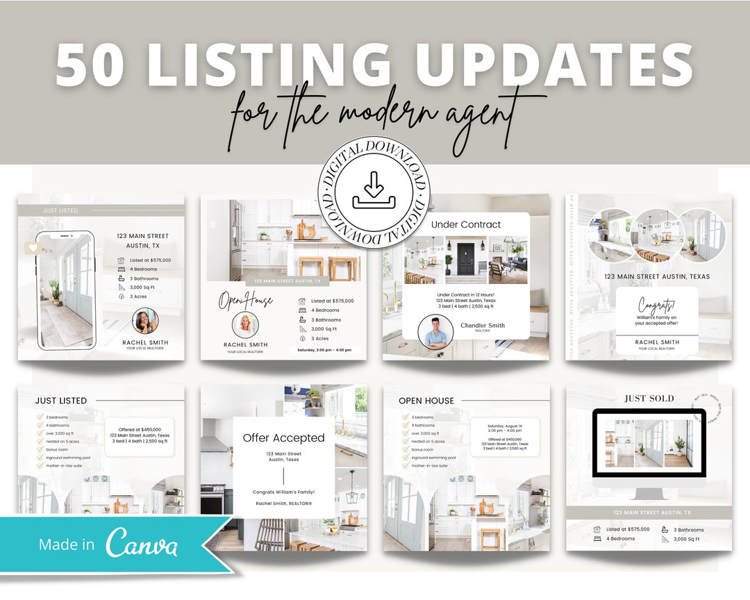 50 Real Estate Social Media Listing Update Posts Real Estate Marketing ...