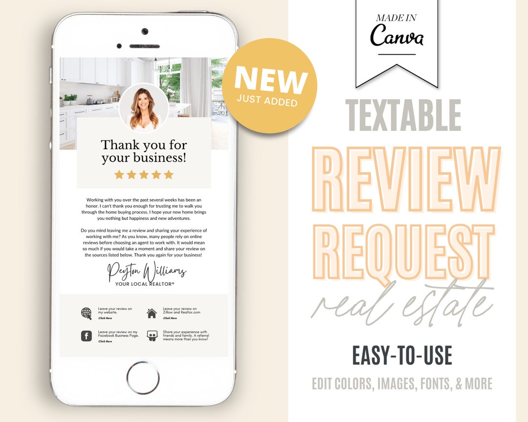 Client Review Request Textable Card | Real Estate Agent Marketing ...