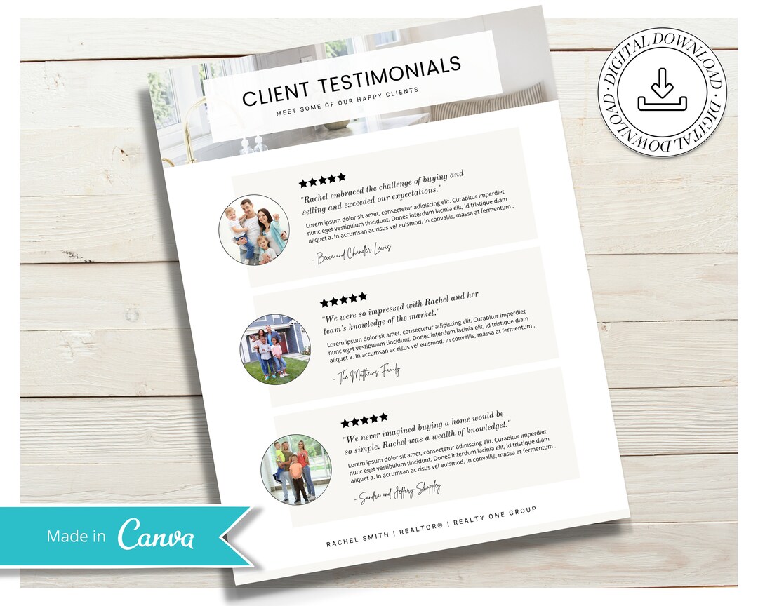 Real Estate Testimonials Flyer | Real Estate Marketing | Client Reviews ...