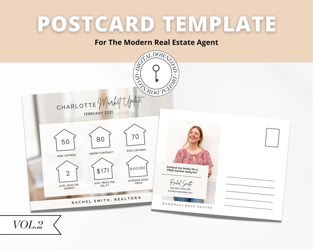 Market Update Postcard Canva Template | Printable Real Estate Marketing ...