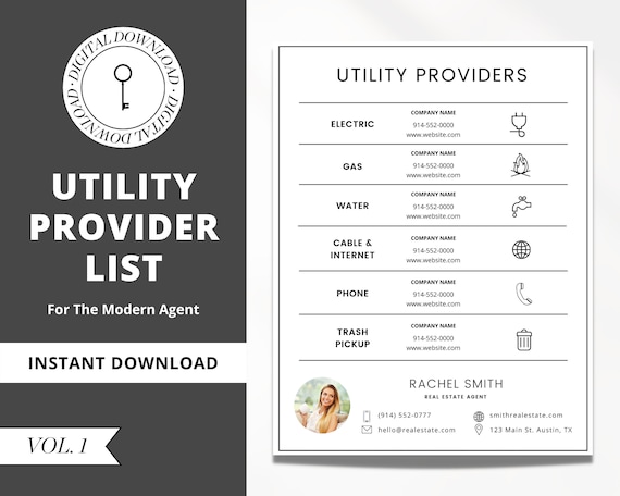 Real Estate Utility Provider List Vendor Recommendations - Etsy