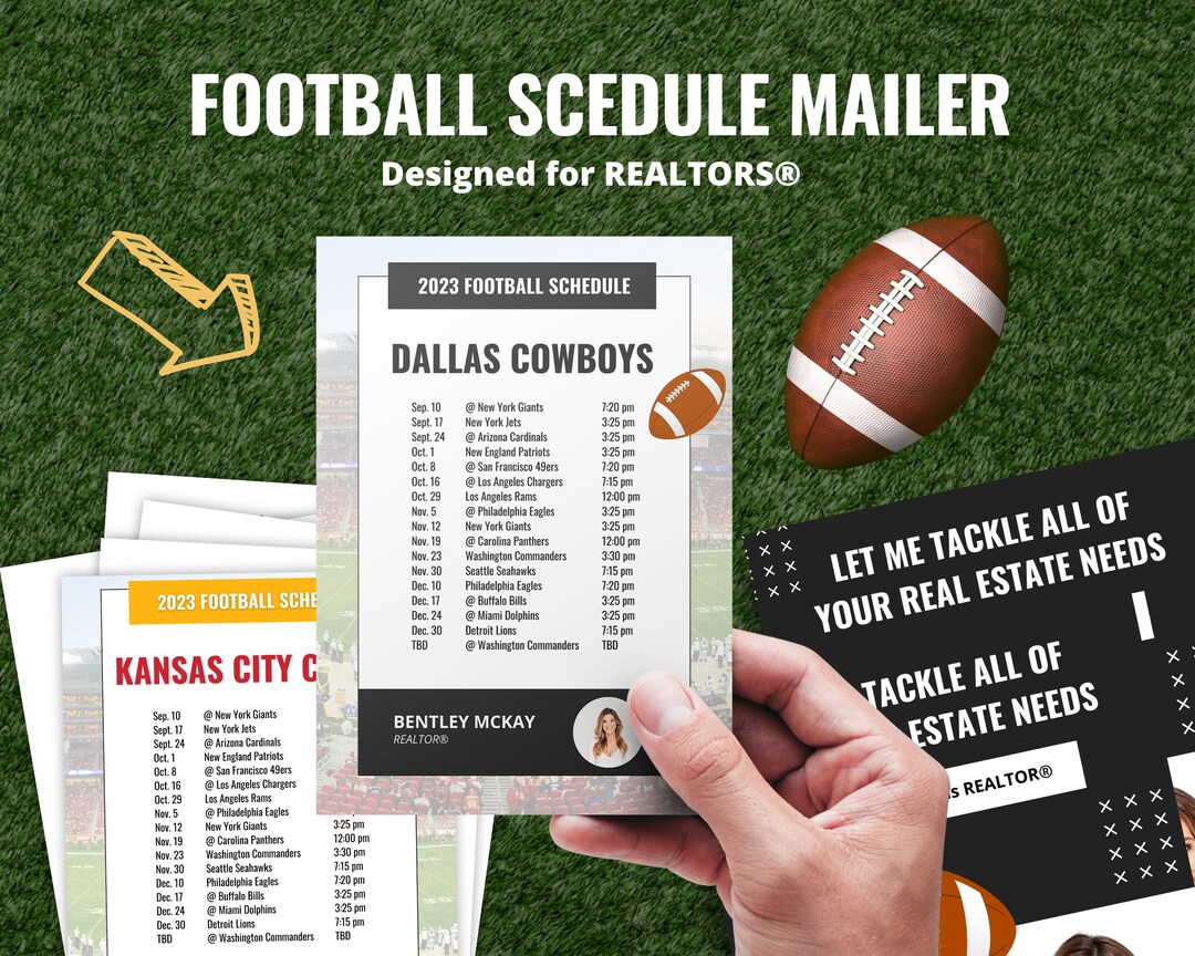 Fall Football Schedule Season Mailer | Autumn Real Estate Flyer | Fall ...