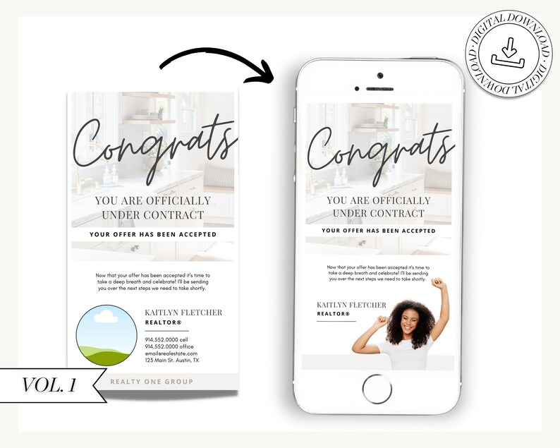 Digital Under Contract Congratulations Card | Real Estate Business Card ...