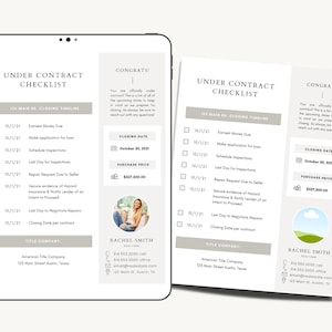 Under Contract Checklist for Realtors | Real Estate Template | Real ...