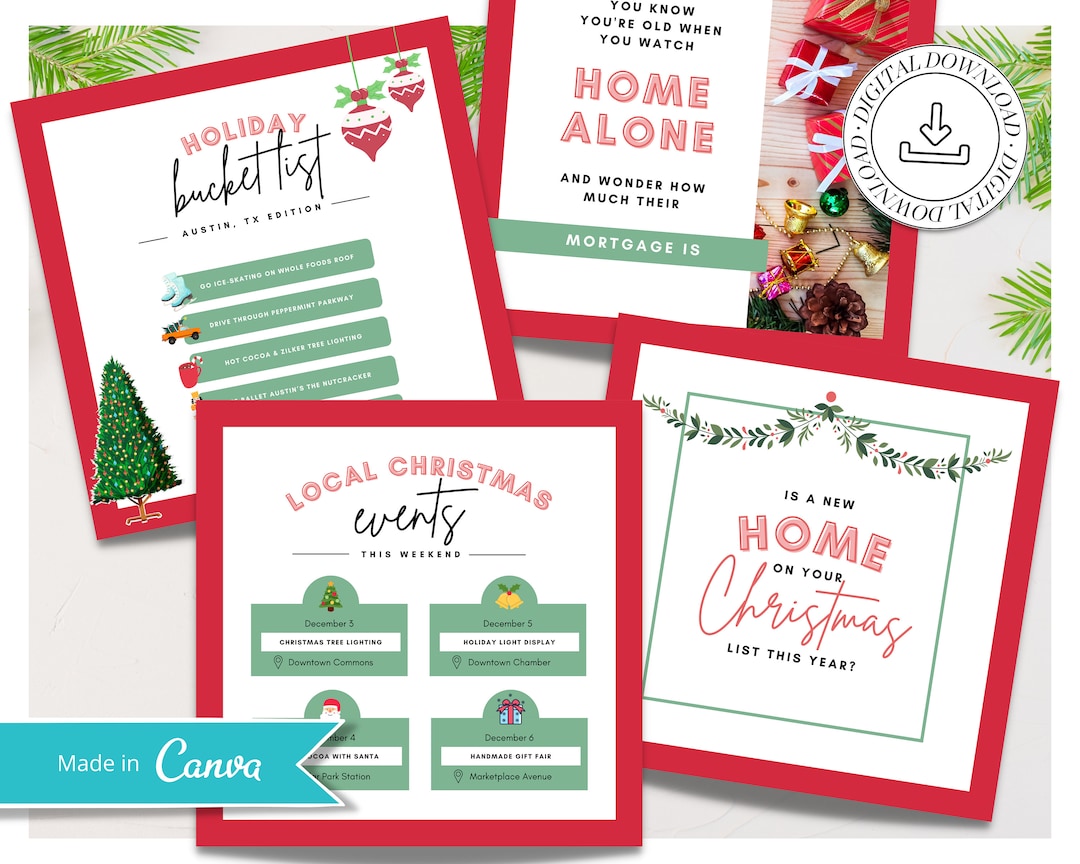 Christmas Real Estate Instagram Posts | Real Estate Marketing Canva ...