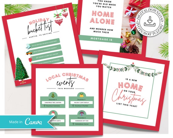 Christmas Real Estate Instagram Posts Real Estate Marketing | Etsy
