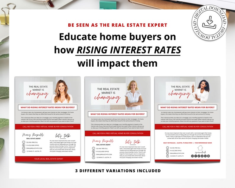 Real Estate Interest Rates Flyer | Real Estate Marketing | Canva ...