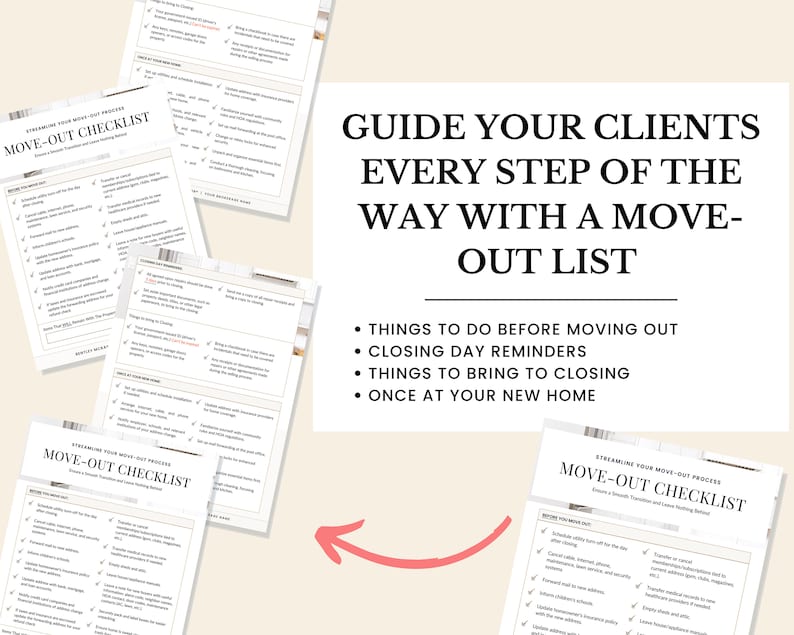 Real Estate Moving Checklist | Moving Guide | Printable Moving ...
