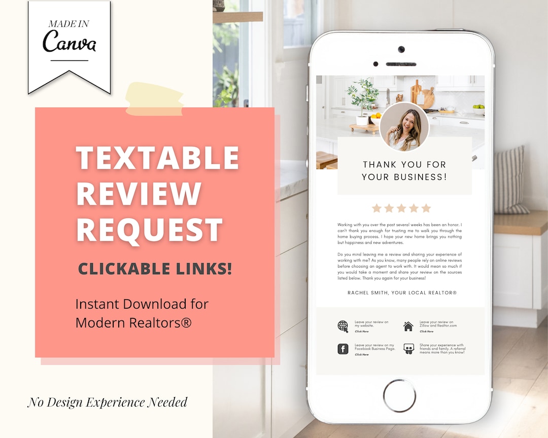 Client Review Request Textable Card | Real Estate Agent Marketing ...