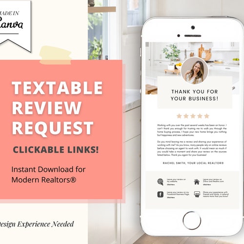 Digital Review Request From Client Real Estate Agent Realtor - Etsy