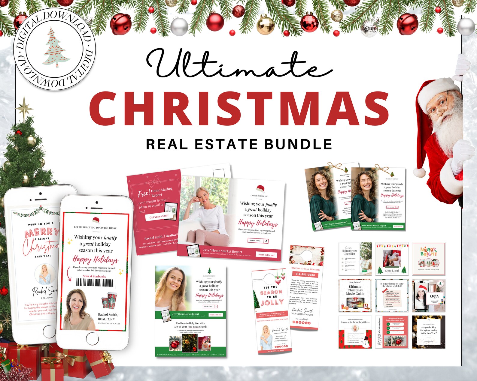 Christmas Real Estate Bundle | Real Estate Marketing Canva Templates ...