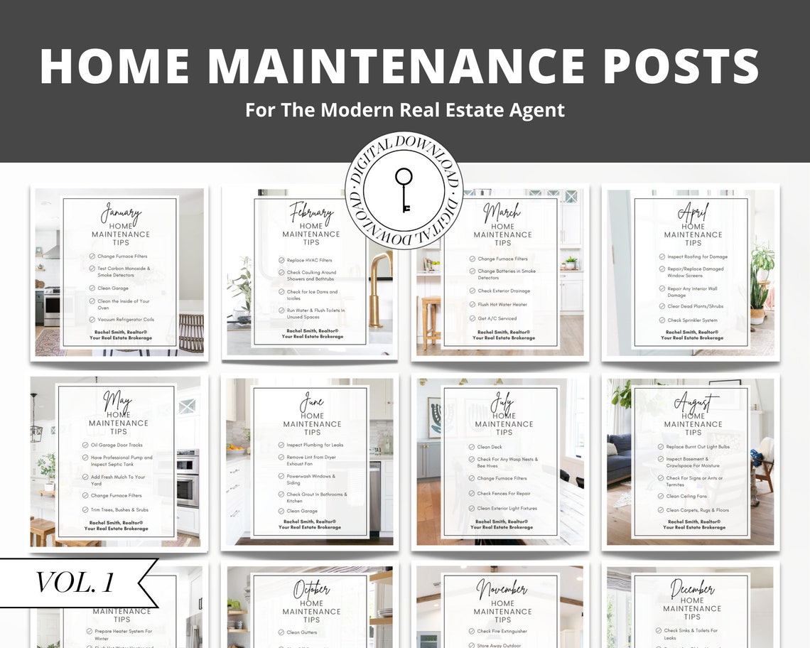 Vol 1 Monthly Home Maintenance Tips Social Media Posts 12 | Etsy