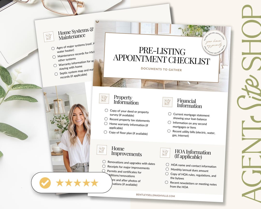 Pre-listing Appointment Checklist | Listing Presentation Prep | Canva ...