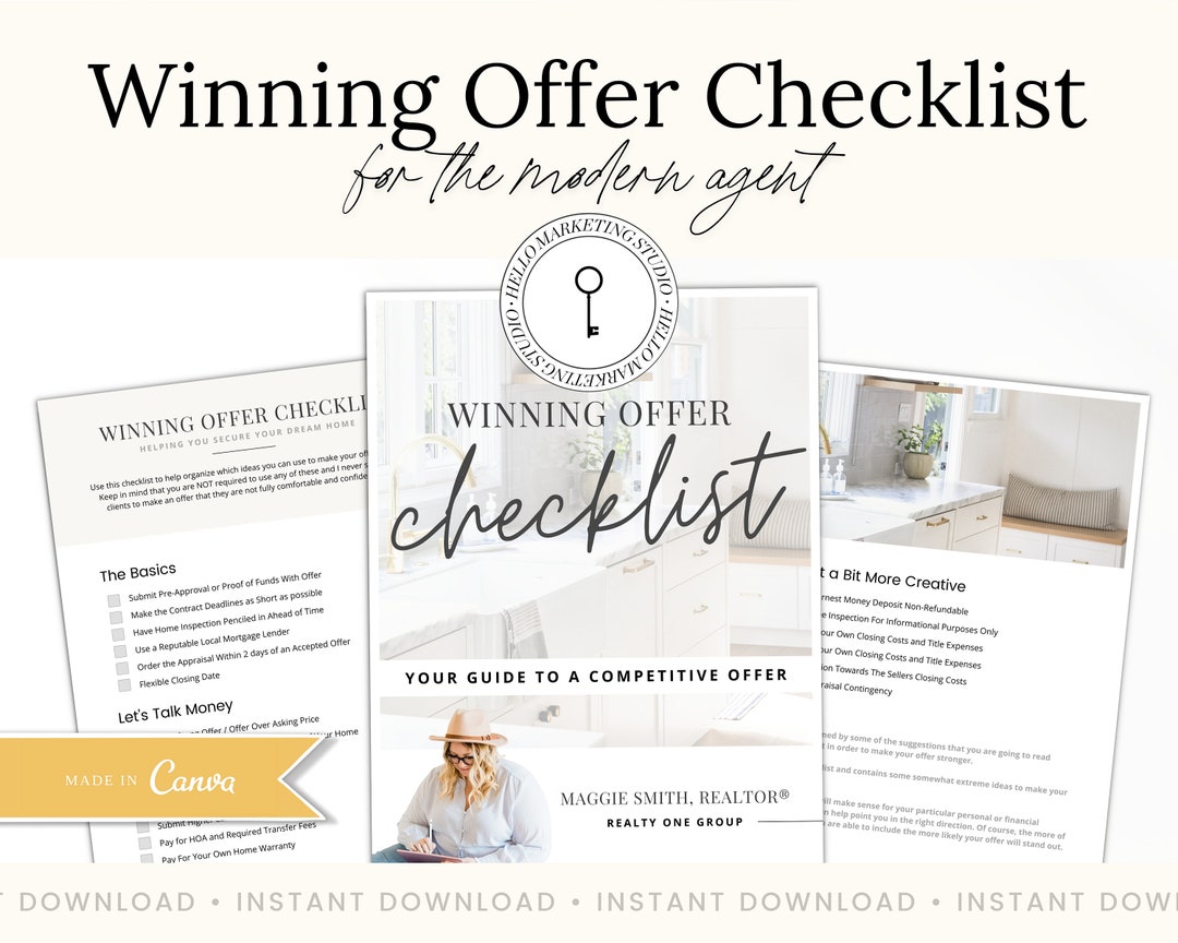 Winning Offer Checklist | Strong Offer Checklist | Offer Summary Cover ...