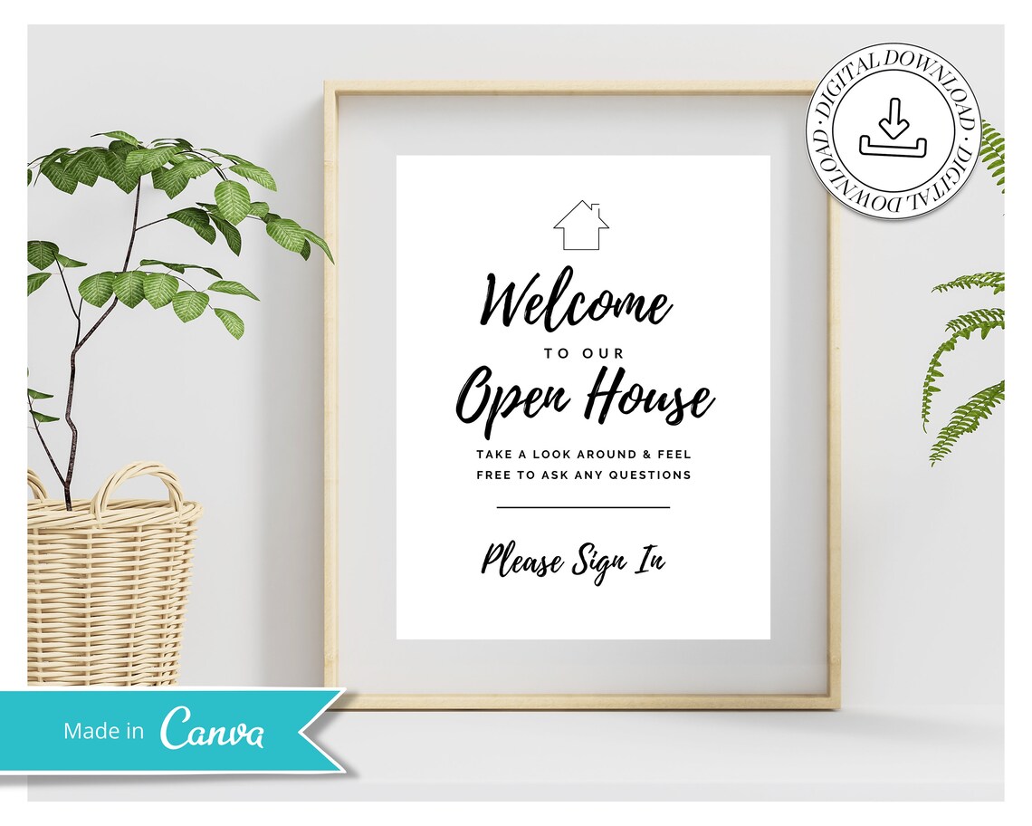 Printable Open House Real Estate Welcome Sign | Real Estate Open House ...