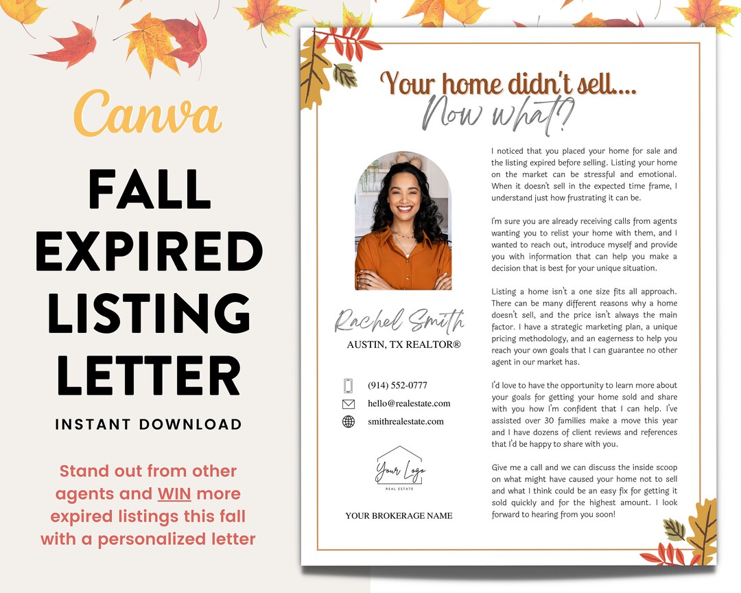 Fall Real Estate Expired Listing Flyer | Real Estate Marketing | Canva ...
