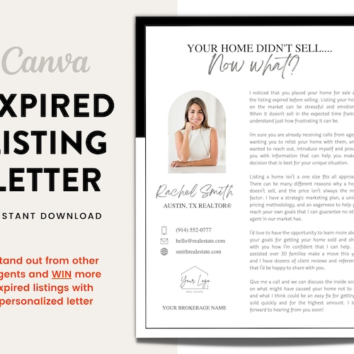 Real Estate Expired Listing Letterrealtor Marketing Canva - Etsy