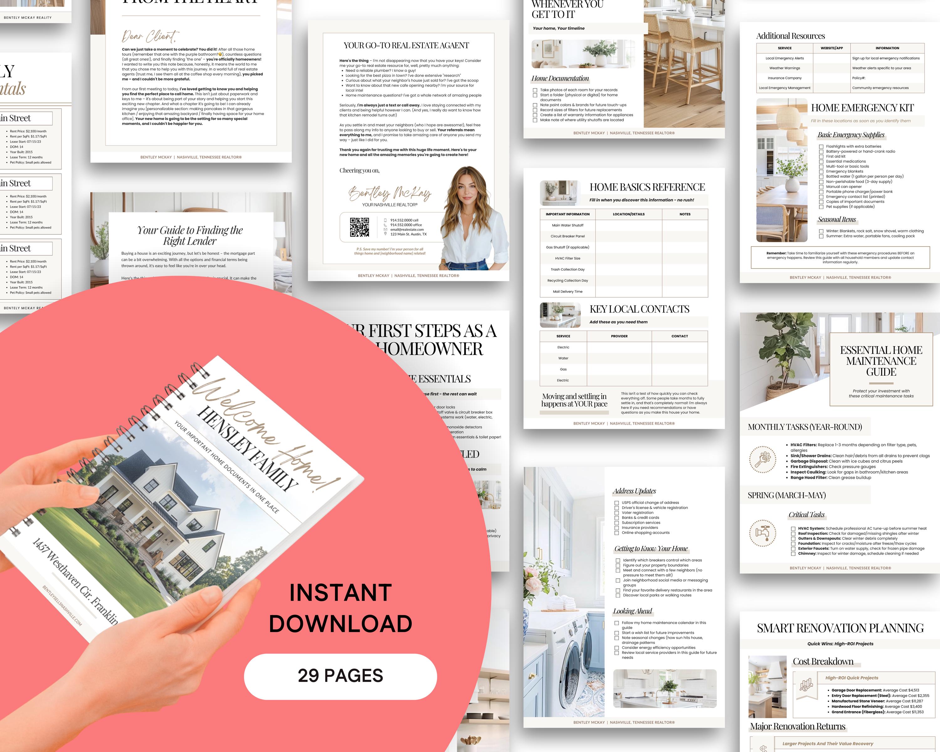 Closing Day Binder Template | New Homeowner Welcome Packet | New ...