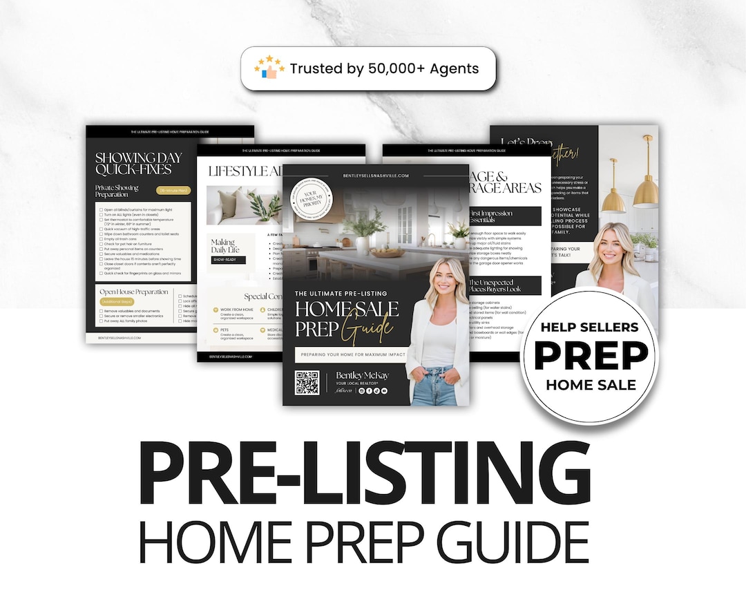 Pre-listing Home Prep Guide| Black Editable Canva Real Estate Marketing ...