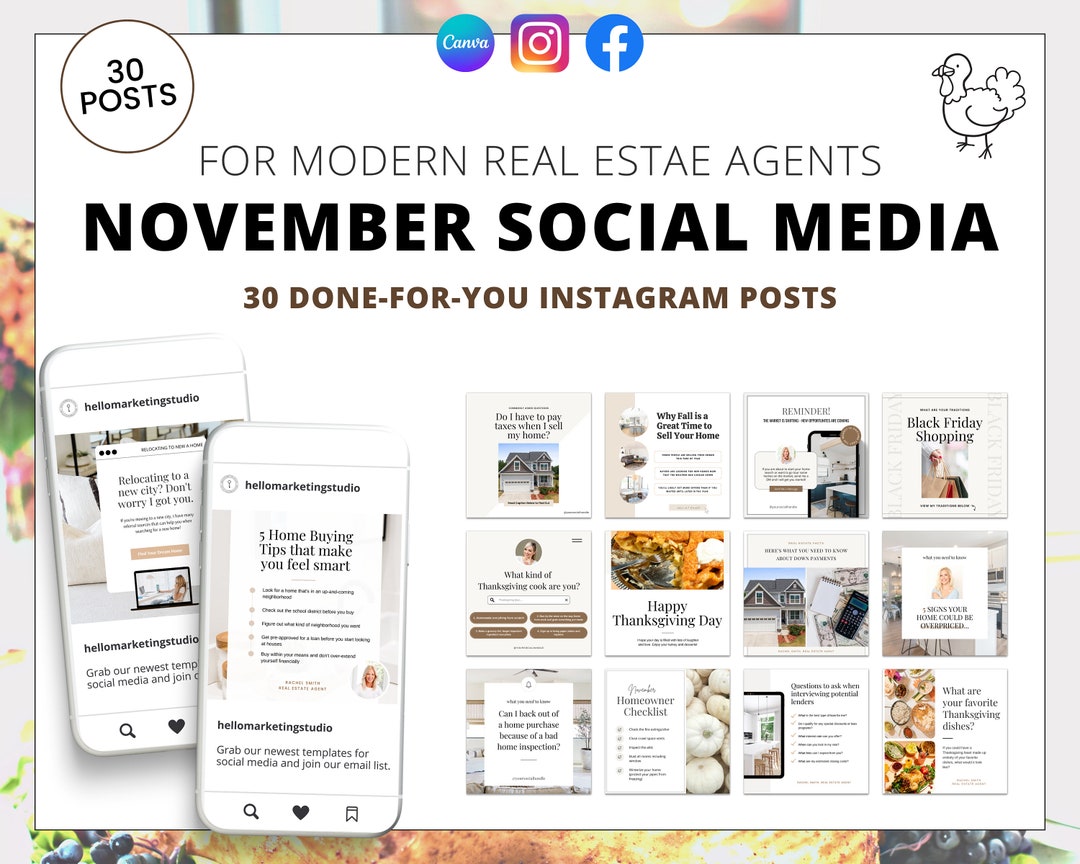 November Social Media Posts | No Captions | Fall Real Estate Agent ...