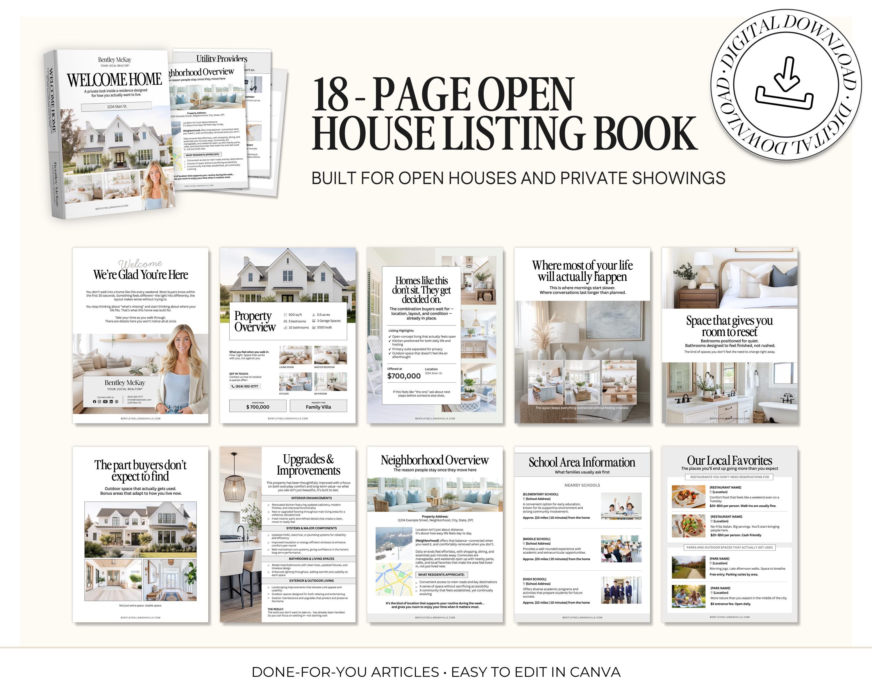 Open House Listing Book | Real Estate Listing Binder | Real Estate ...