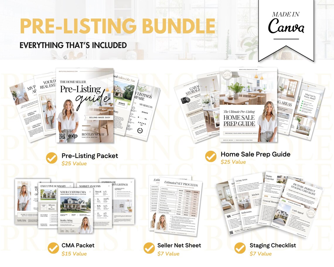 Pre-listing Bundle | Listing Presentation | Canva Template | Pre ...