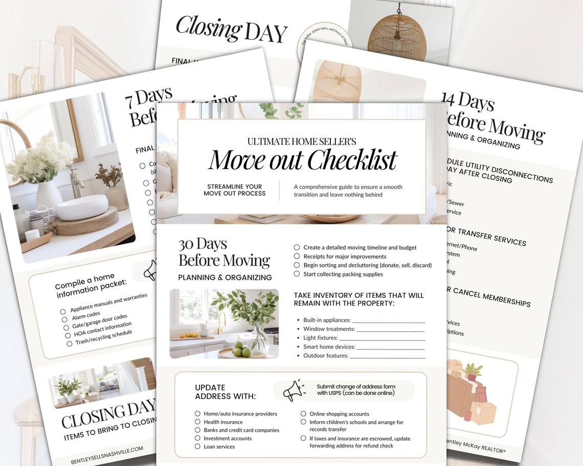Moving Checklist | Real Estate Agent Marketing Flyer | Editable Canva ...
