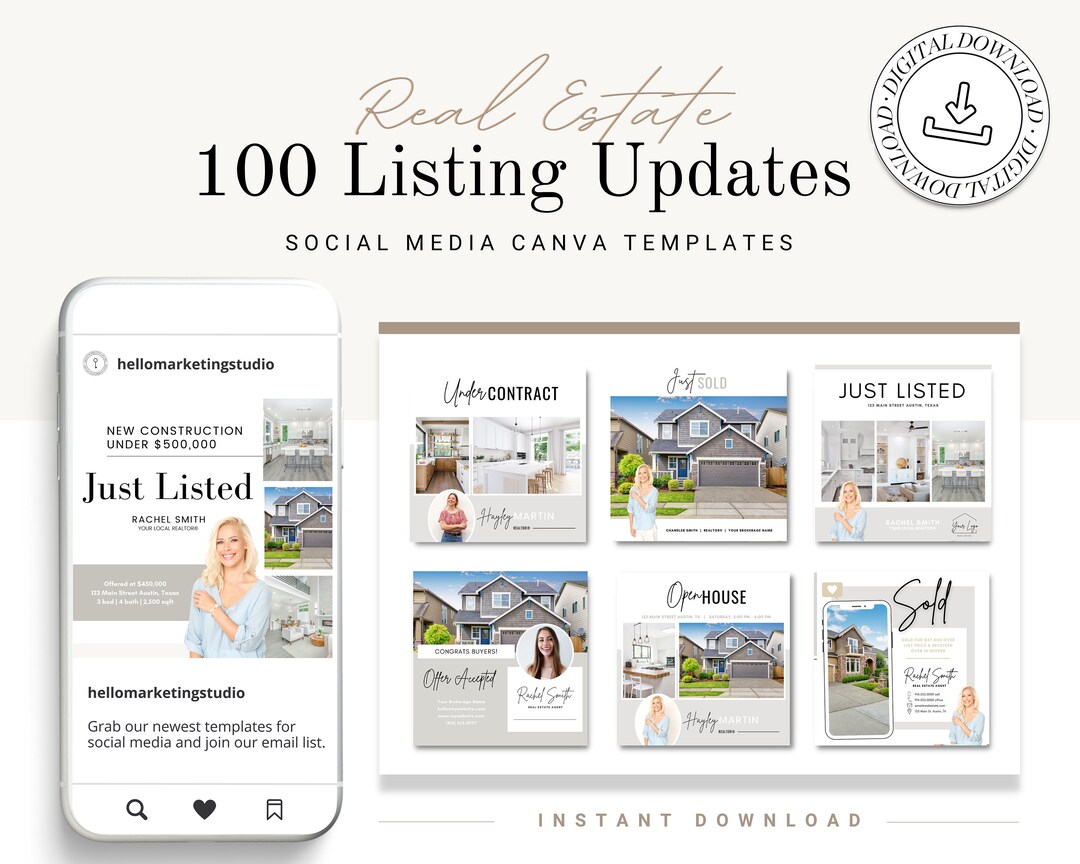 100 Real Estate Social Media Listing Update Posts Real Estate Marketing ...