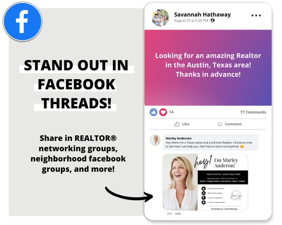 Real Estate Facebook Self Promotion Referral Post Black Real - Etsy