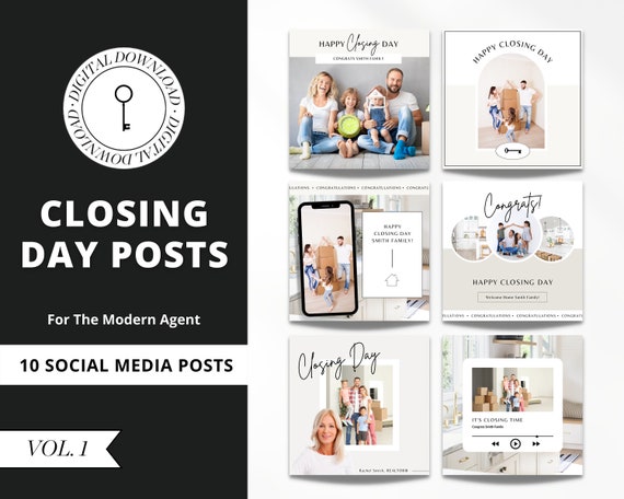 10 Closing Day Social Media Posts Social Media Real Estate - Etsy