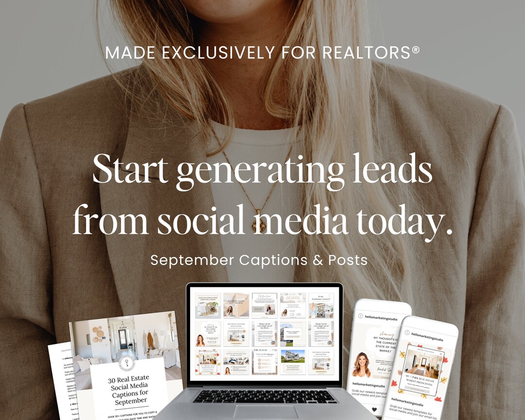 September Real Estate Captions & 30 Matching Real Estate Canva Posts ...