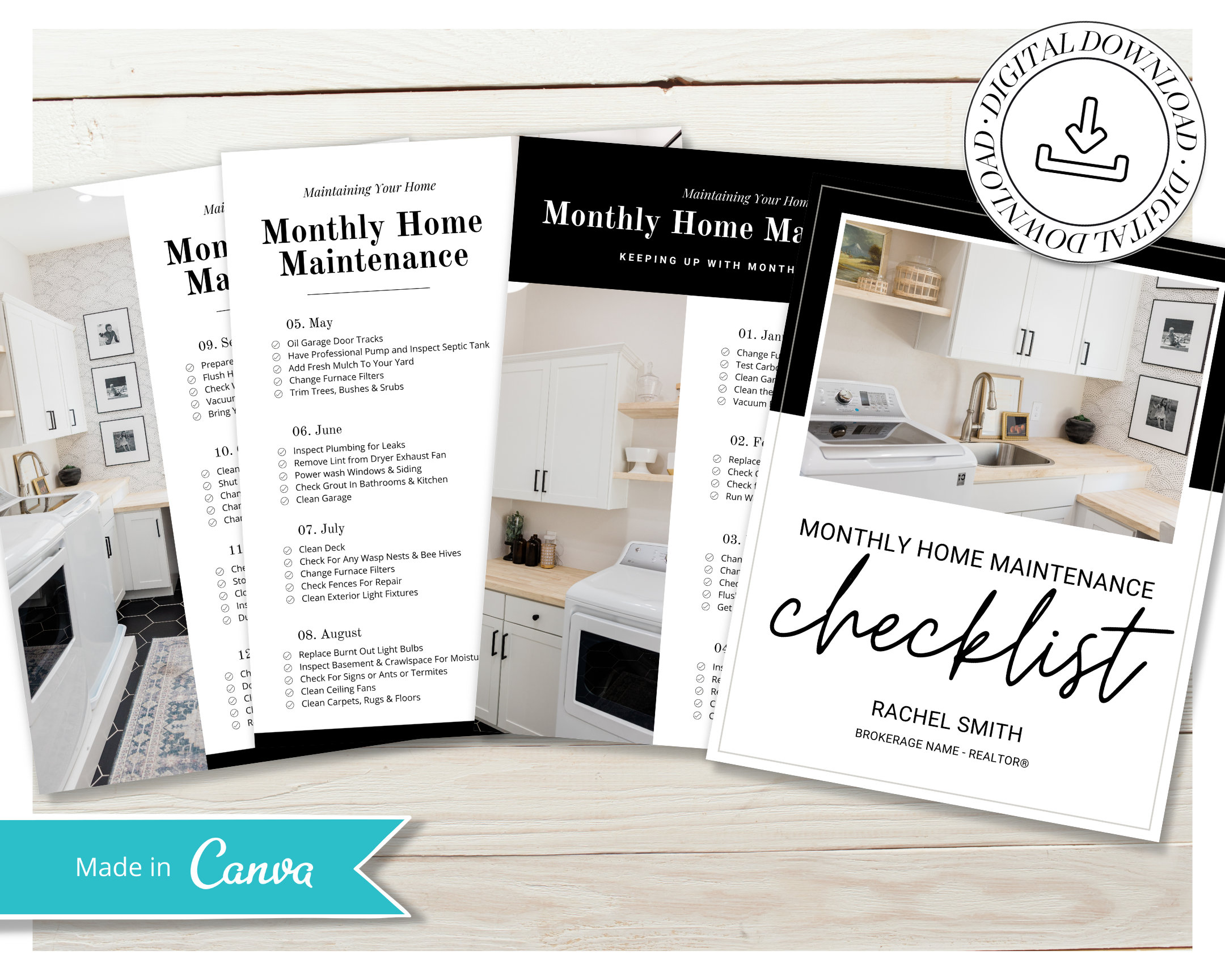 Monthly Home Maintenance Checklist Real Estate Marketing | Etsy
