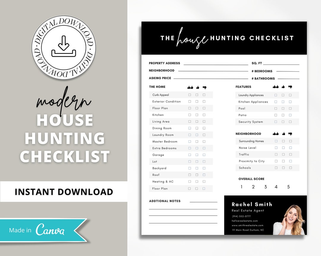 House Hunting Checklist | Real Estate Agent Marketing Flyer | Editable ...