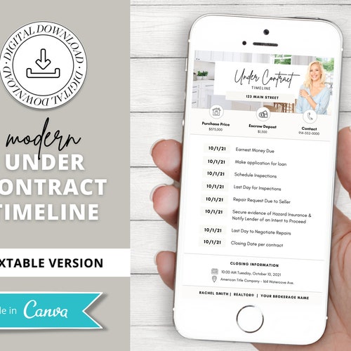 Real Estate Under Contract Timeline Textable Closing - Etsy