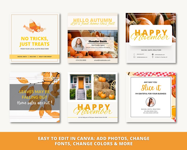 Fall Instagram Social Media Posts | Pumpkin Spice Real Estate | Fall ...