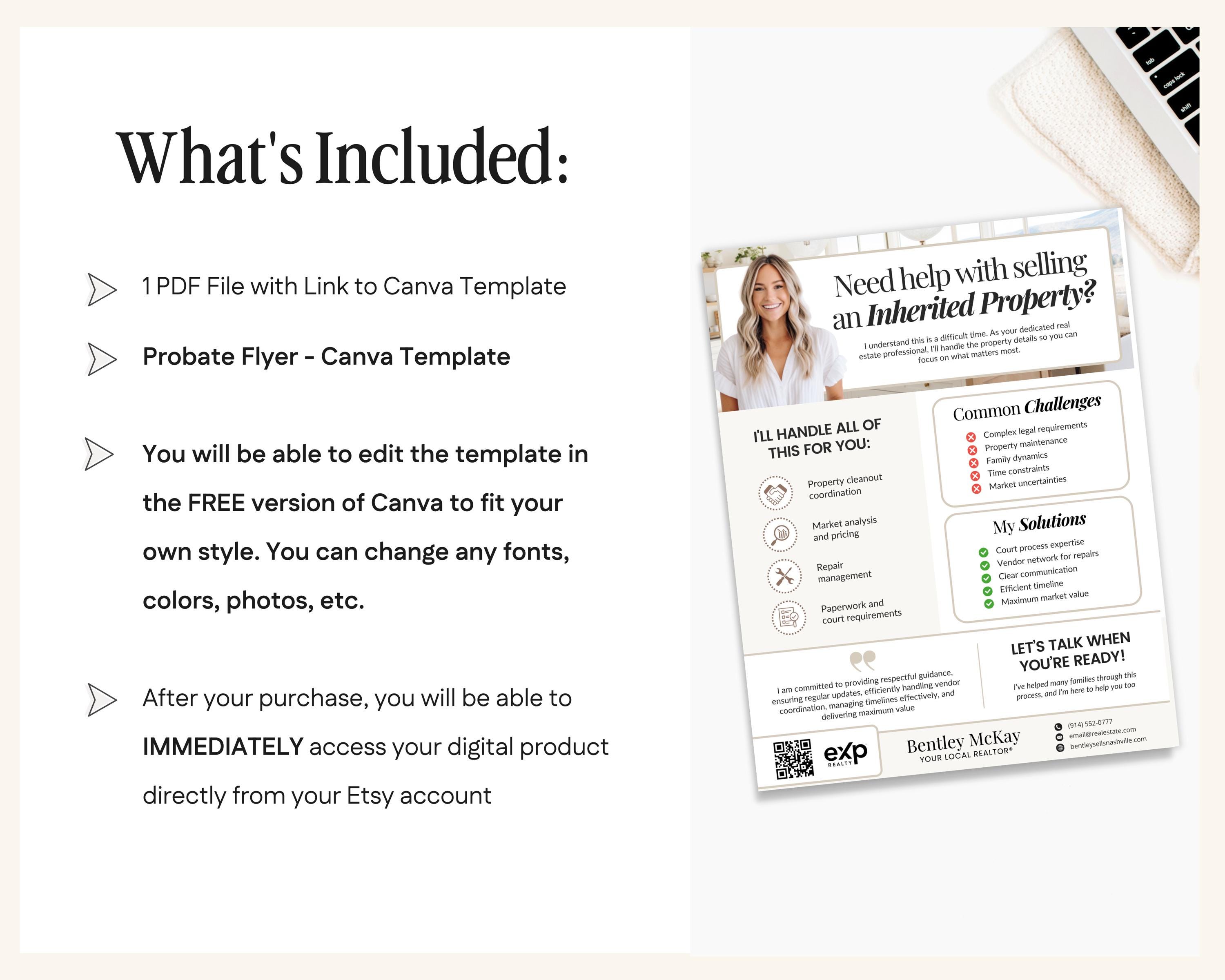 Probate Real Estate Flyer Template | Inherited Property Marketing ...