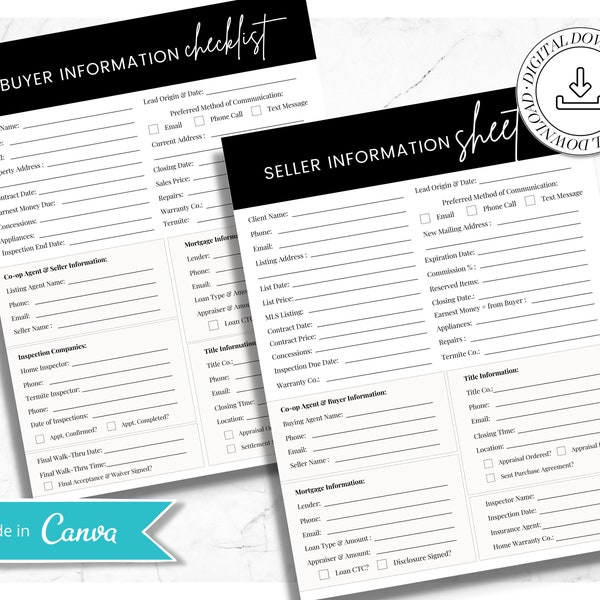 Real Estate Transaction Info Sheet - Etsy