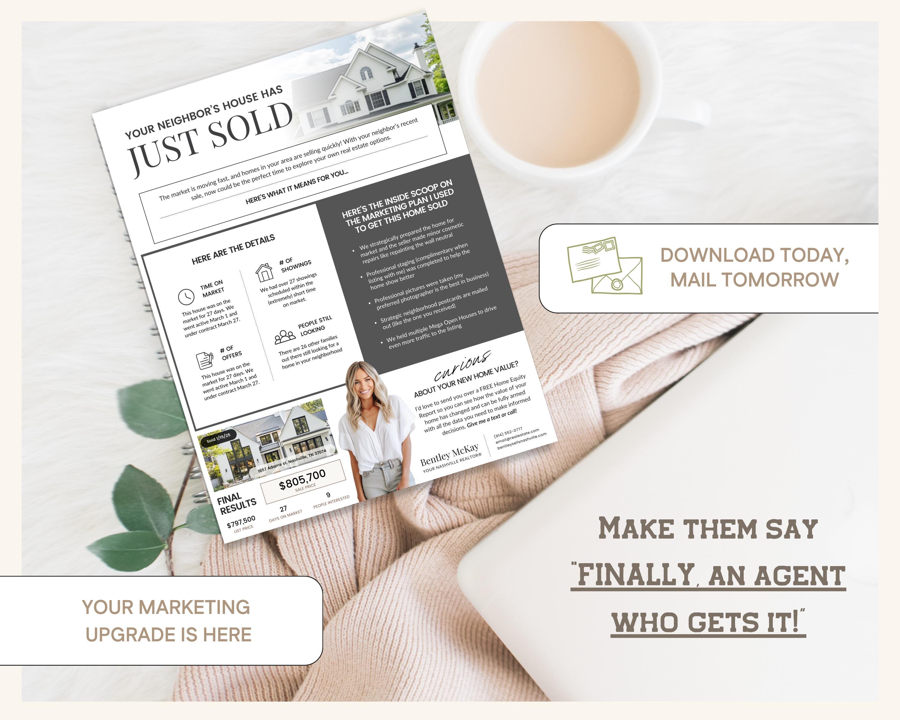 Real Estate Sold Neighbor's House Flyer | Just Sold Letter | Real ...